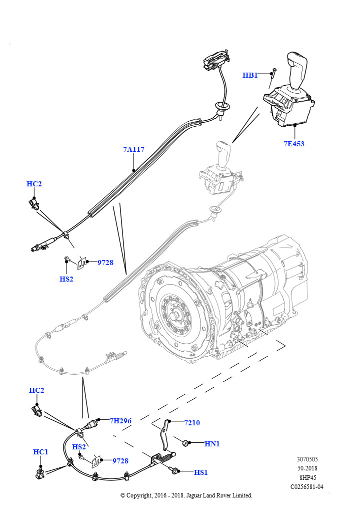 Перекл.пер.-Автомат.кор.пер. (8-ступенчатая АКПП ZF 8HP45) Range Rover ...