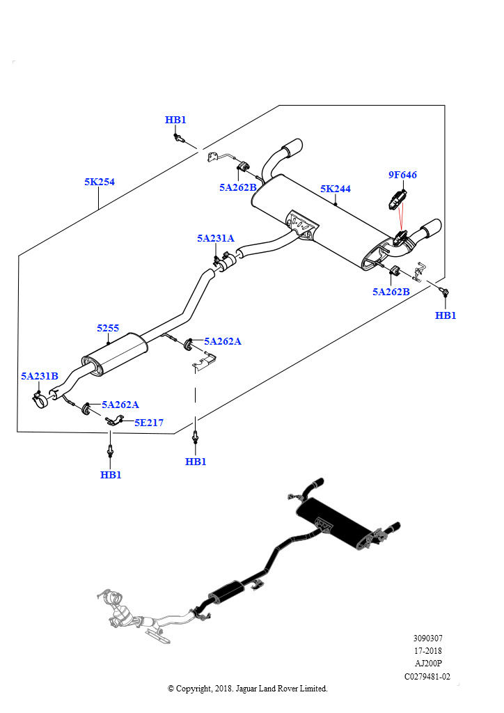 Задняя система выпуска (2,0 л I4 Mid DOHC AJ200, бензин, С 5-местной ...